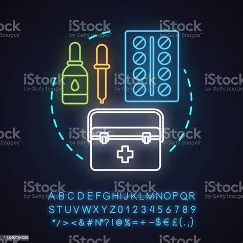 응급 처치 키트 네온 라이트 컨셉 아이콘 0명에 대한 스톡 벡터 아트 및 기타 이미지 0명 1 개념 Istock