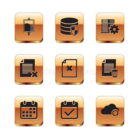 Set Iv Bag Calendar With Check Mark Delete File Document And Server