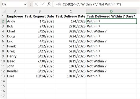 Excel Check If Date Is Within 7 Days Of Another Date