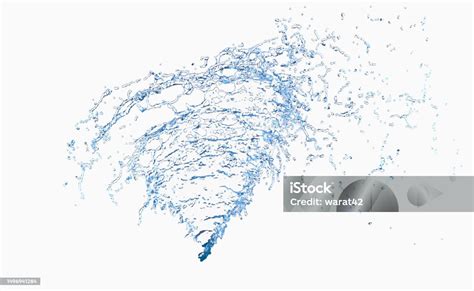 3d 물이 튀는 투명하고 맑은 푸른 물이 흰색 배경에 고립되어 있습니다 3d 렌더링 일러스트레이션 3차원 형태에 대한 스톡 사진