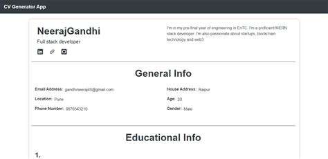 Github Neeraj Cv Generator Mern Based App Which Helps You Generating Cv And Makes It