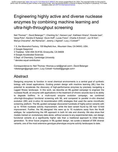 PDF Engineering Of Highly Active And Diverse Nuclease Enzymes By Combining Machine Learning