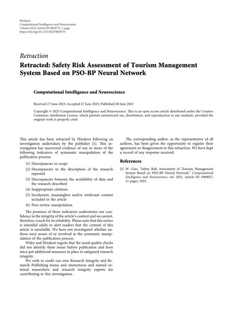 pdf retracted safety risk assessment of tourism management system