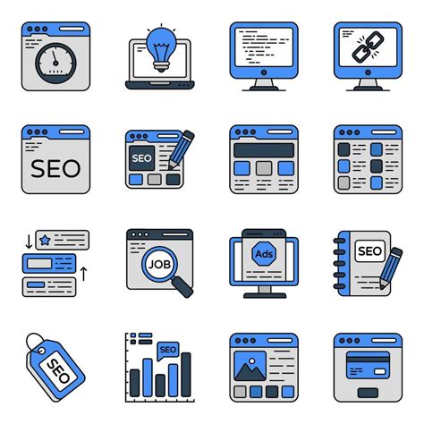 Pack Of Search Engine Optimization Flat Outline Icons 25393128 Vector Art At Vecteezy