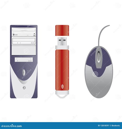 computer flash memory and computer mouse stock vector illustration
