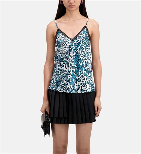 Buy The Kooples Printed Silk Camisole With Lace Details Blue At 60