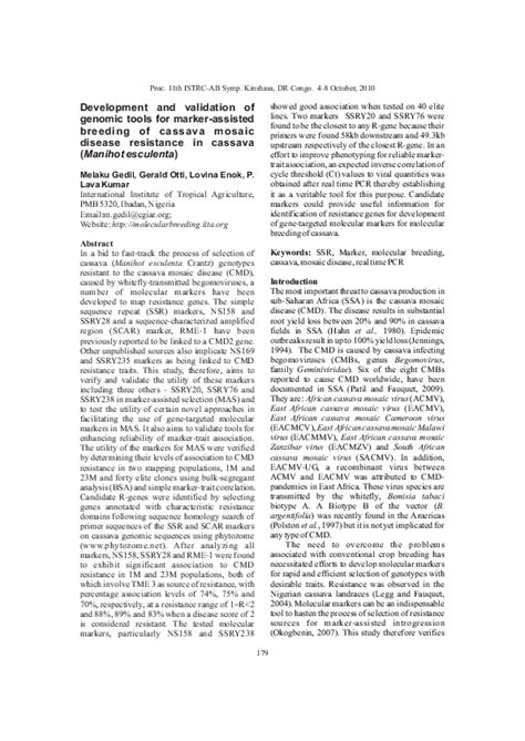 Pdf Development And Validation Of Genomic Tools For Marker Assisted