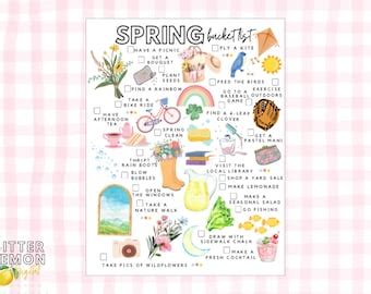 Spring Bucket List Printable, to Do List, Kids Activities, Spring Checklist, Spring Activities ...