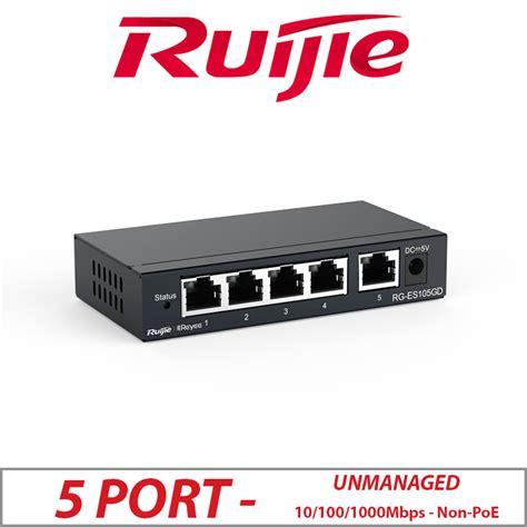 5 Port Ruijie 10 100 1000mbps Unmanaged Non Poe Switch Cctv Zone Uk