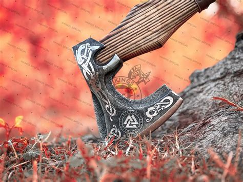 Ragnar Viking Axe Viking Forged Carbon Steel Hatchet Rose Wood Shaft