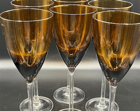 Mid Century Glass Goblets Mixed Set Of Five Mismatched Wine Glasses
