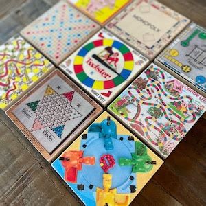 Vintage Board Game Coasters Set Of Or Etsy