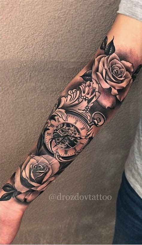 Pin Oleh Douglas Aciole Di Relógio Tato Bunga Rose Gambar Tato Tato