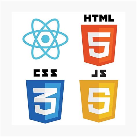 Web Programming React Html5 Css3 Javascript Logo Photographic Print For Sale By