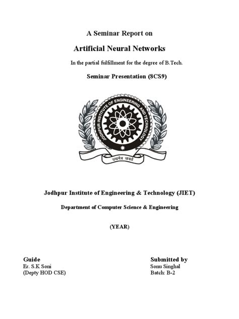 Artificial Neural Networks A Seminar Report On Pdf Artificial Neural Network Neuron