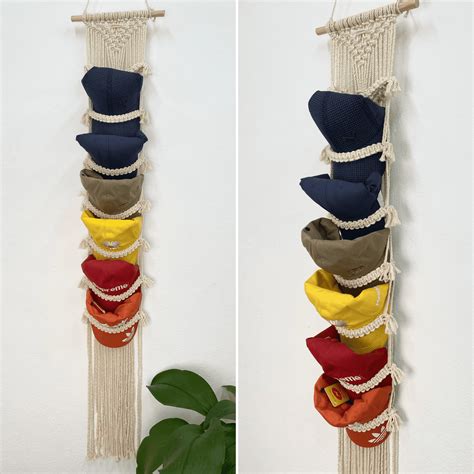 Eneocare Macrame Hat Hanger Up To 14 Caps Wall Cap Holder Cap Rack