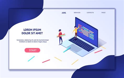 Programmer Concept D Isometric Web Banner Vector Image