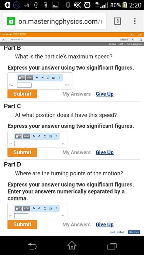 What Is The Particle S Maximum Speed Express Your Chegg