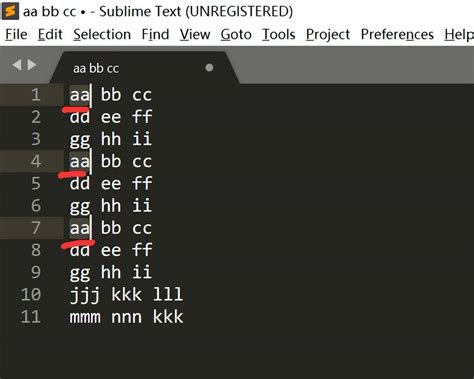 文字的批量操作 Sublime Textshiftctrl箭头
