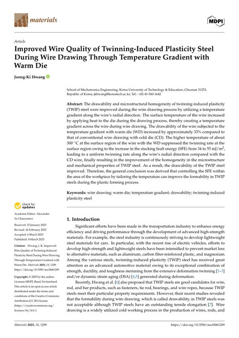 Pdf Improved Wire Quality Of Twinning Induced Plasticity Steel During