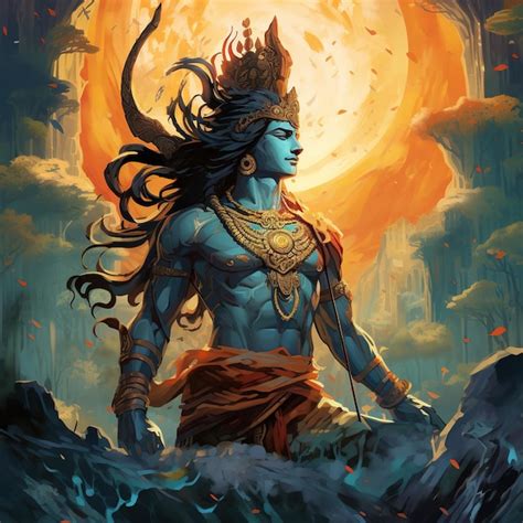 Premium Photo Lord Rama With Bow Arrow For Shree Ram Navami Generative Ai