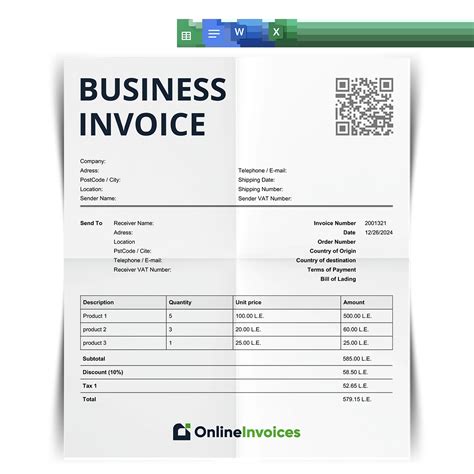 Business Invoice Template Free Download Word Excel Google Docs And Sheets