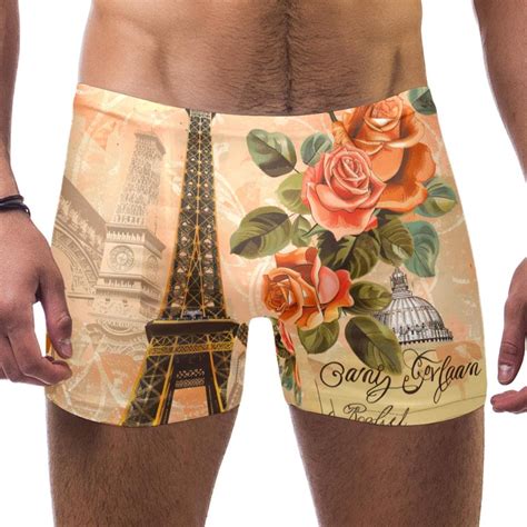Swim Jammers For Men Swim Briefs For Men Paris Vintage Rose Butterfly