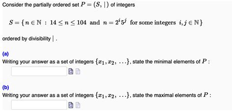 Solved Consider The Partially Ordered Set P S ﻿of
