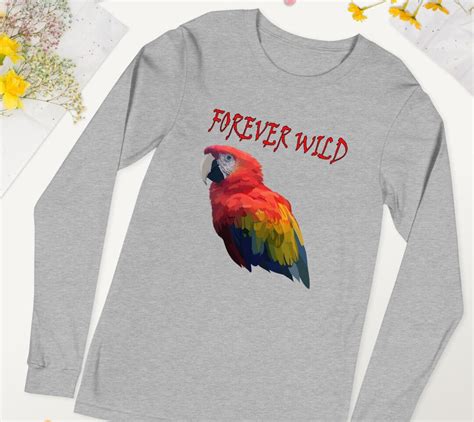 Forever Wild Scarlet Macaw Long Sleeve Shirt Tropical Parrot Shirt For
