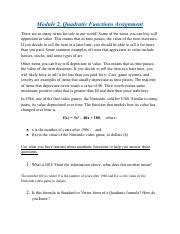 CalebVillarrealModule 2 Quadratic Functions Assignment Pdf Module 2