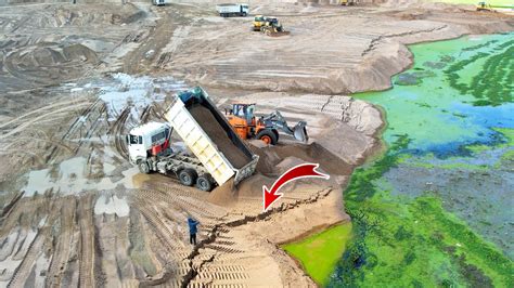Incredible New Project Extreme Dump Truck Unload Sand With Dozer