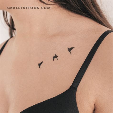 Flying Birds Temporary Tattoo Set Of 3 Small Tattoos