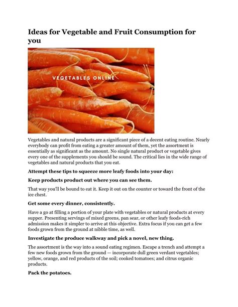 Ppt Ideas For Vegetable And Fruit Consumption For You Powerpoint