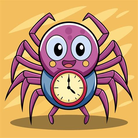 A Purple Spider With A Clock On It And The Numbers 2 Premium Ai Generated Vector