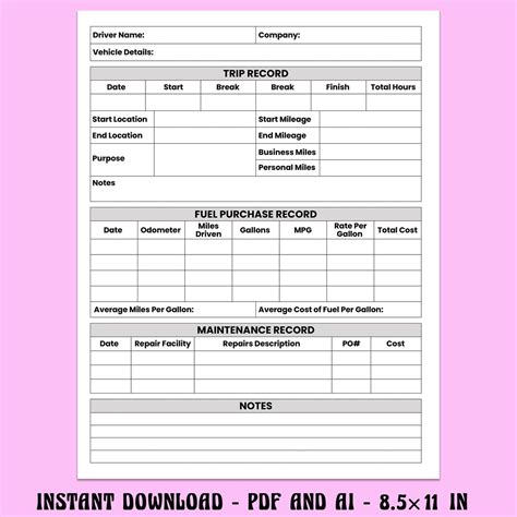 Truck Driver Log Book Kdp Interior Kdp Template Commercial Use Etsy