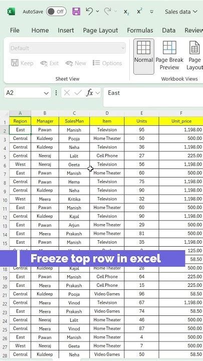 ms excel shortcuts freeze top row in excel sheet excel spreadsheetmagic exceltips