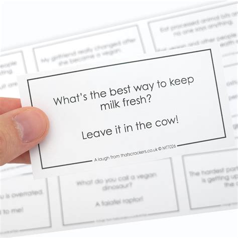 Plant Based And Vegan Cracker Jokes Set Of 12 For Cracker Making Home At Christmas