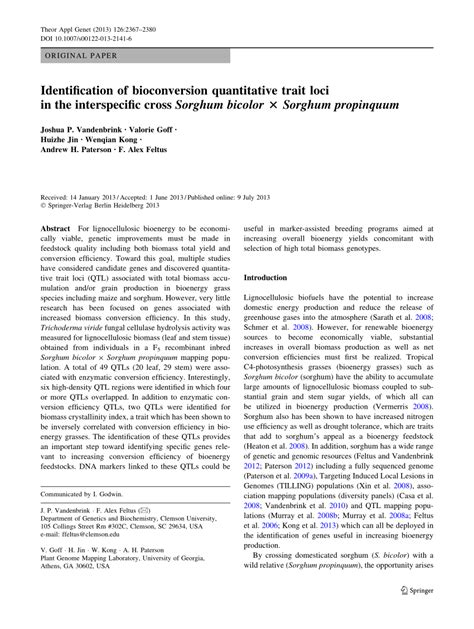 Pdf Identification Of Bioconversion Quantitative Trait Loci In The
