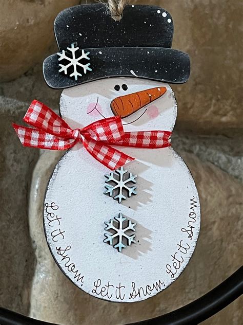 Snowman Christmas Ornament Wooden Snowman Christmas Ornamenthandmade