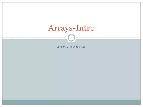 Arrays Introduction Java Ppt