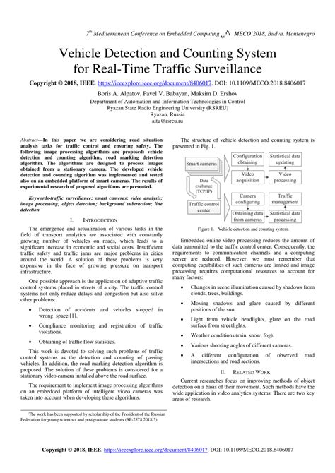 Pdf Vehicle Detection And Counting System For Real Time Traffic
