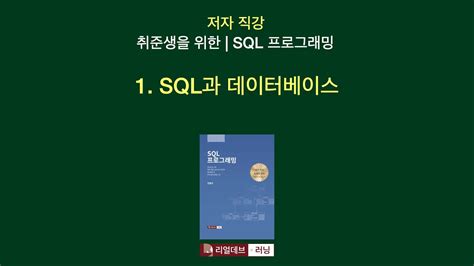 저자 직강 취준생을 위한 Sql 프로그래밍 01 Sql과 데이터베이스 0 도입 Youtube