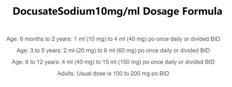 Docusate Sodium 10 Mg Ml Drops Dosage Calculator