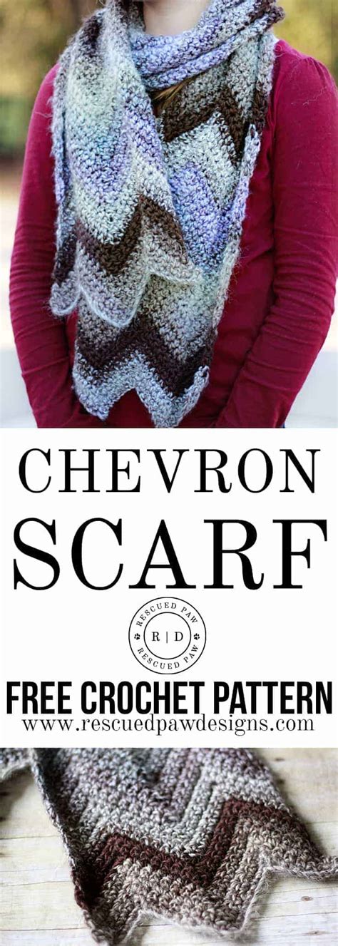 Crochet Chevron Scarf Pattern ⋆ Rescued Paw Designs Crochet