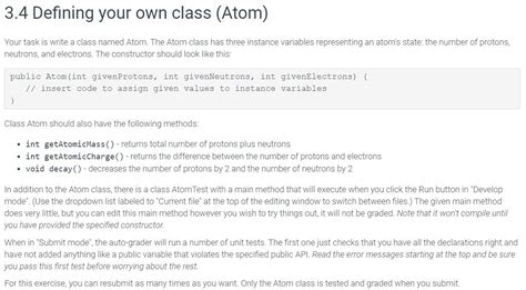 Solved 34 Defining Your Own Class Atom Your Task Is Write