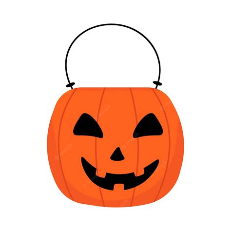 Premium Vector A Bucket In The Shape Of A Pumpkin Vector Illustration