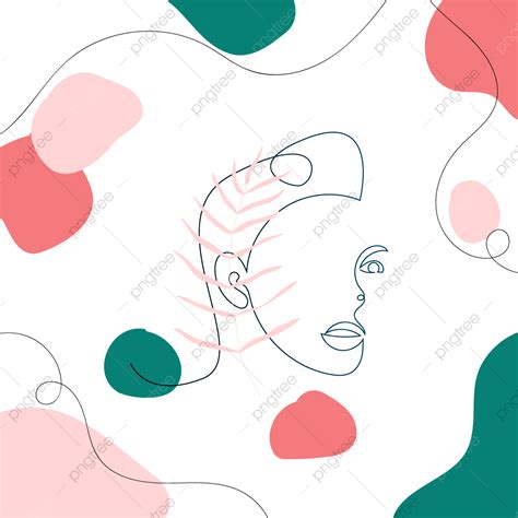 Handrawn Female Portrait Line Art Illustration With Colorful Abstract Shape Rat Drawing