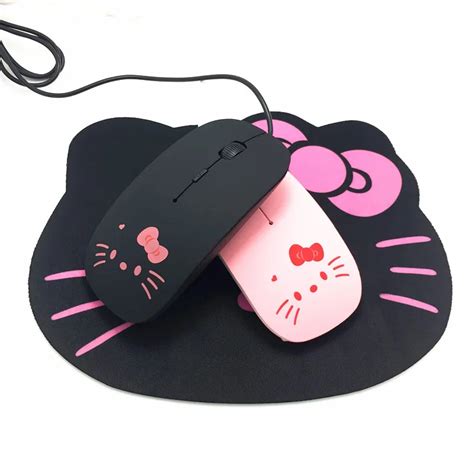 Pink Hello Kitty Usb Wired Cable Mouse Girl Lovely Cartoon Mouse