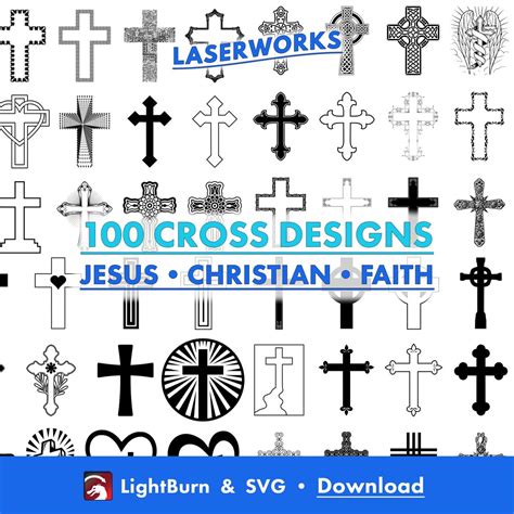 100 cross graphics lightburn art library download and svg files