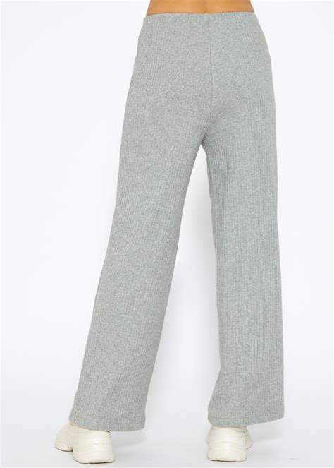 Gerippte Hose Mit Weitem Bein Grau Neue Bekleidung New Arrivals